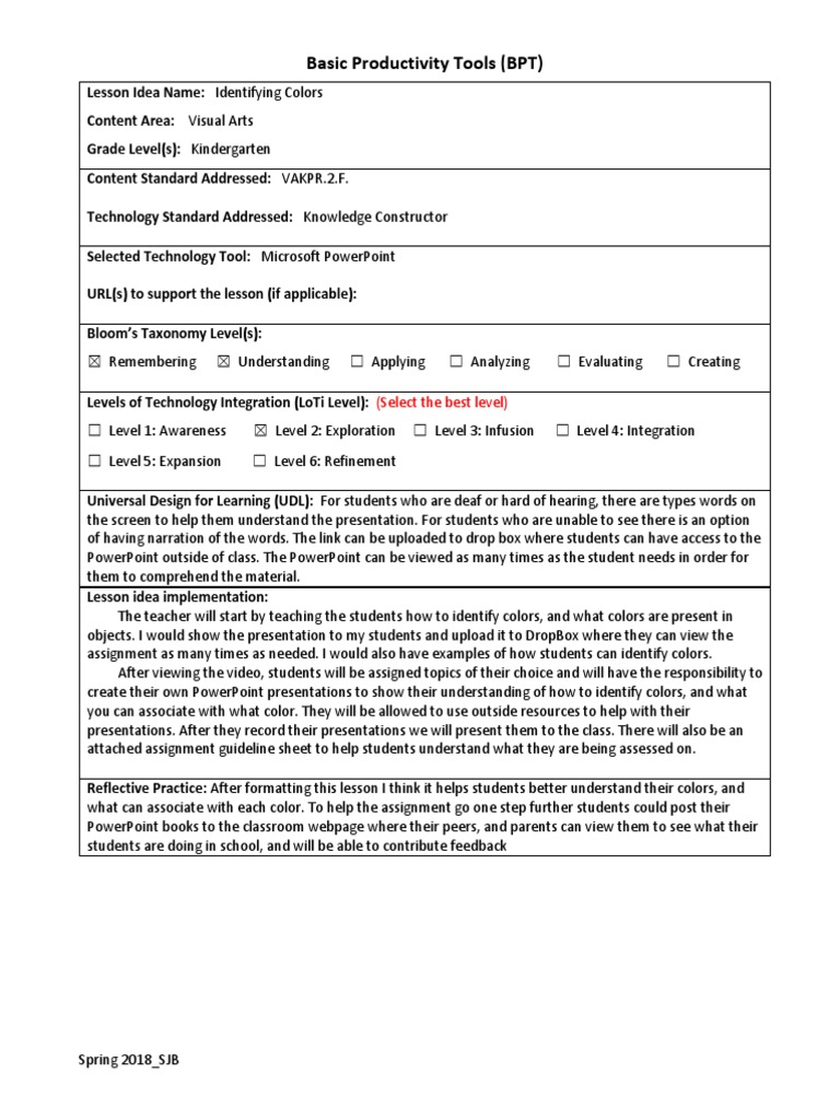 03 Basic Productivity Tools Lesson Idea Template | PDF