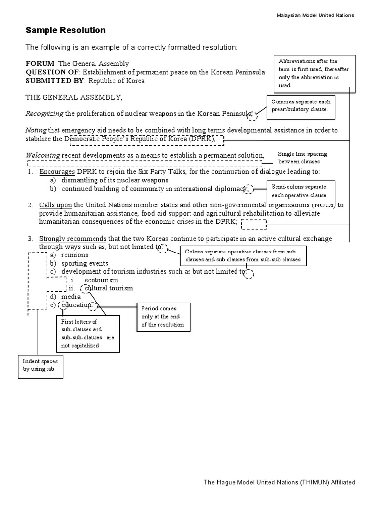 Homeschool MUN MYMUN Sample Resolution | PDF | North Korea | World Politics