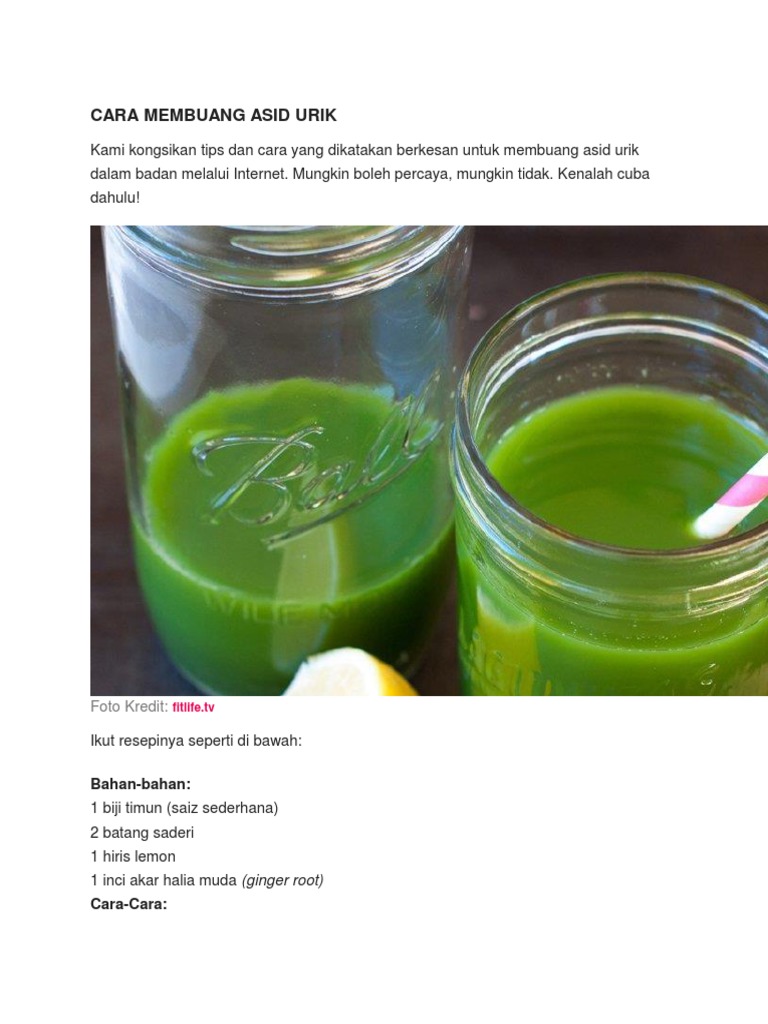 Cara Membuang Asid Urik | PDF | Pengembangan Diri | Kesehatan Holistik