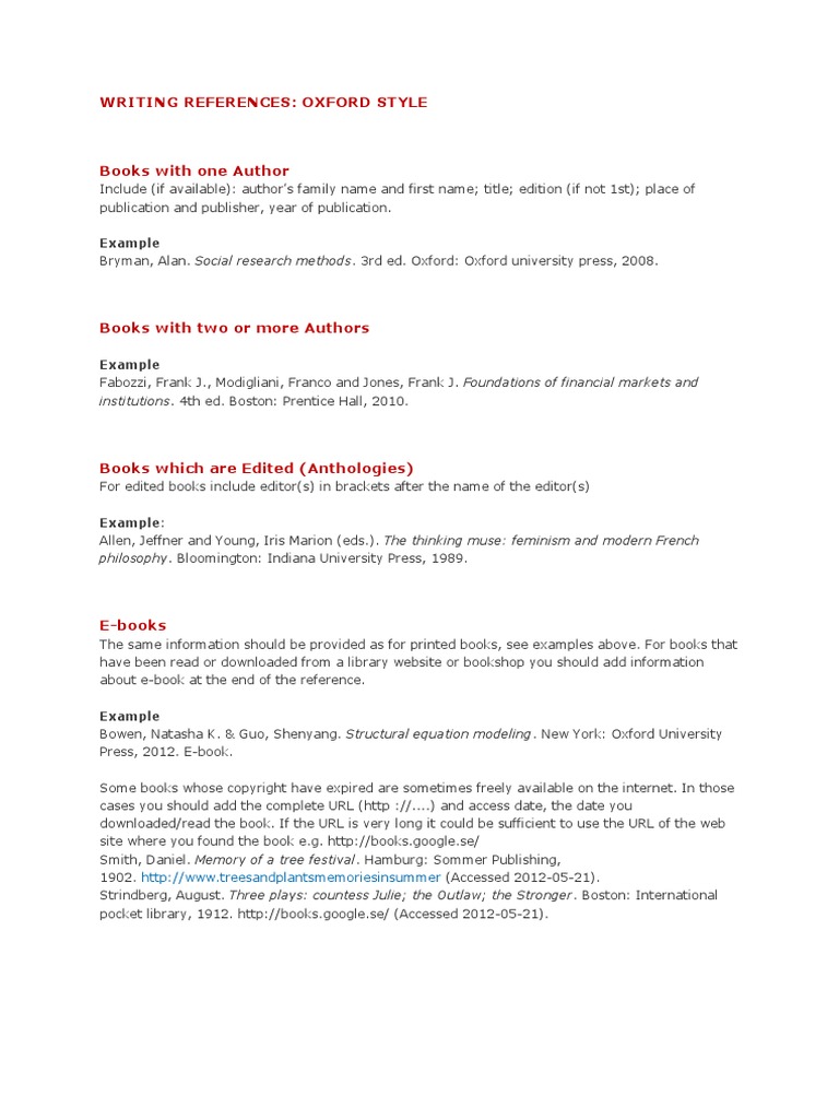 Writing References. Oxford System | PDF | Digital Object Identifier | Books