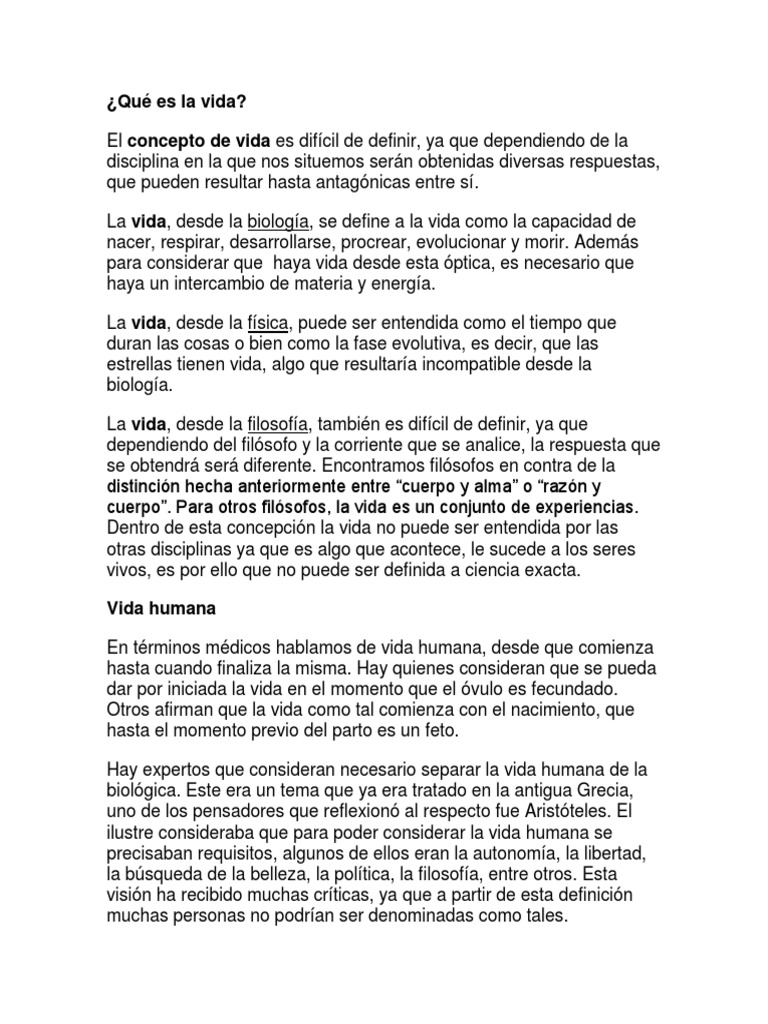 Definición y conceptos de la vida | PDF | Vida | Alma