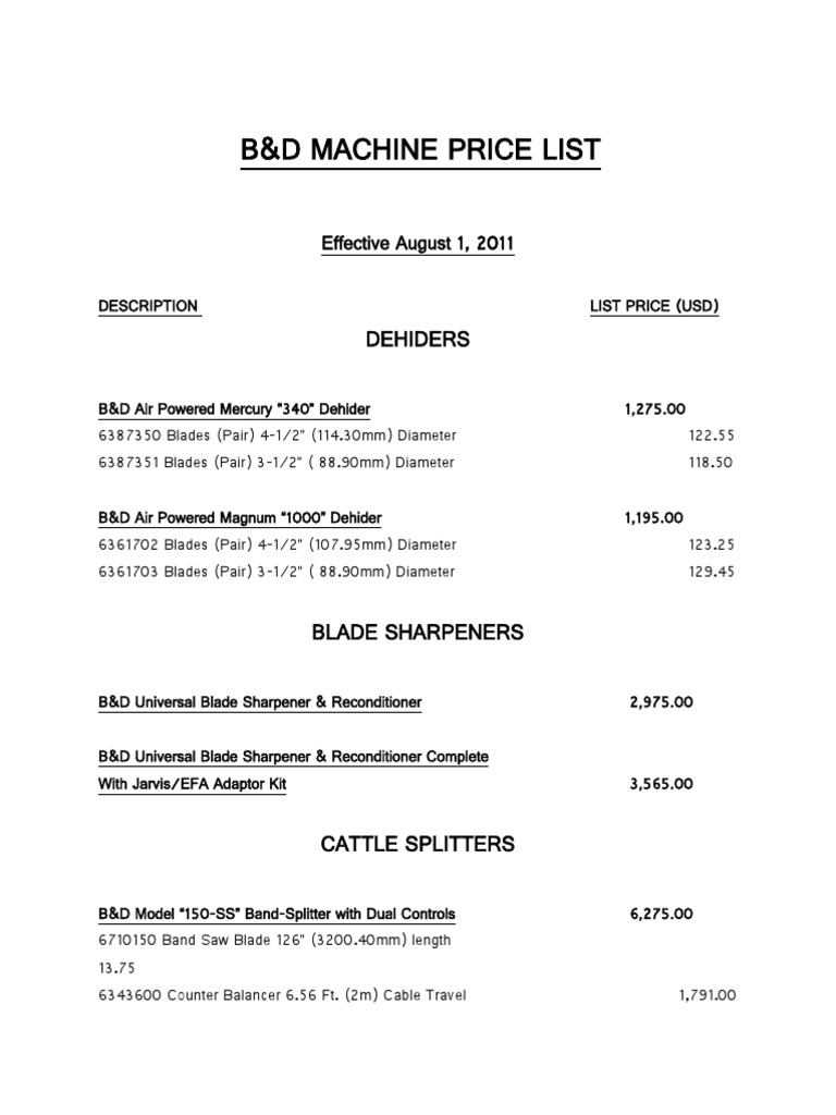 BD Pricelist 2011 | PDF