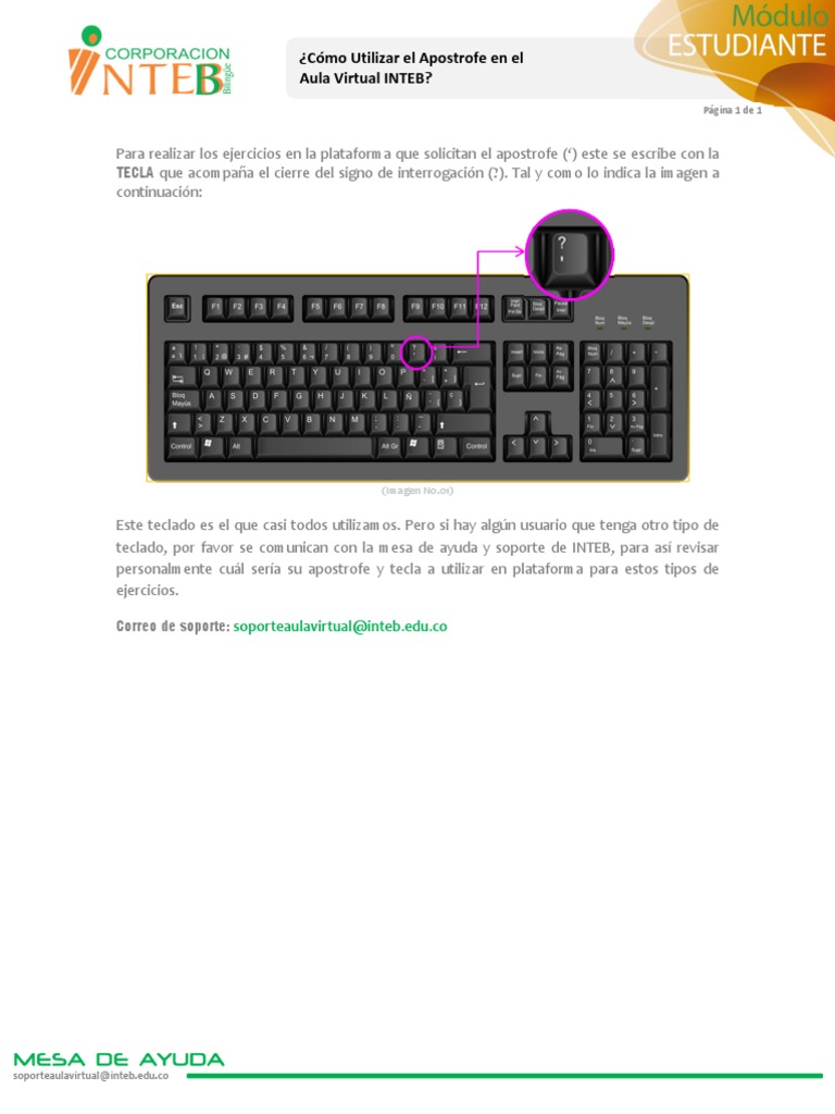 ¿Cómo Utilizar El Apostrofe en El Aula Virtual INTEB | PDF