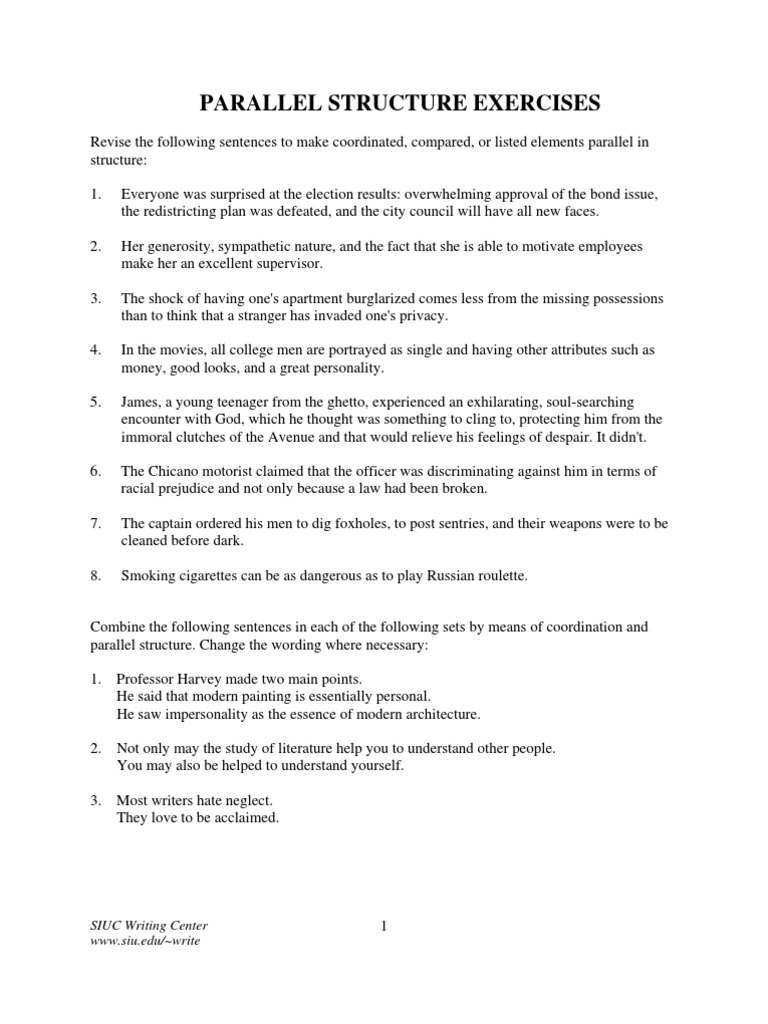 Parallel Structure Exercises | PDF