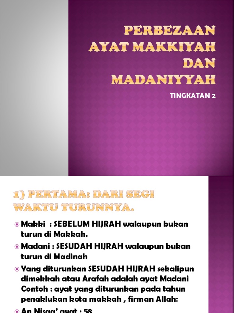 Ayat Makkiyah Dan Madaniyyah | PDF
