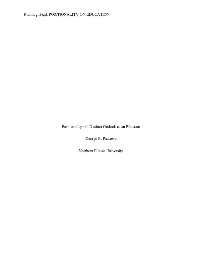 Educator Positionality Paper | PDF | Philosophy Of Education | Teachers