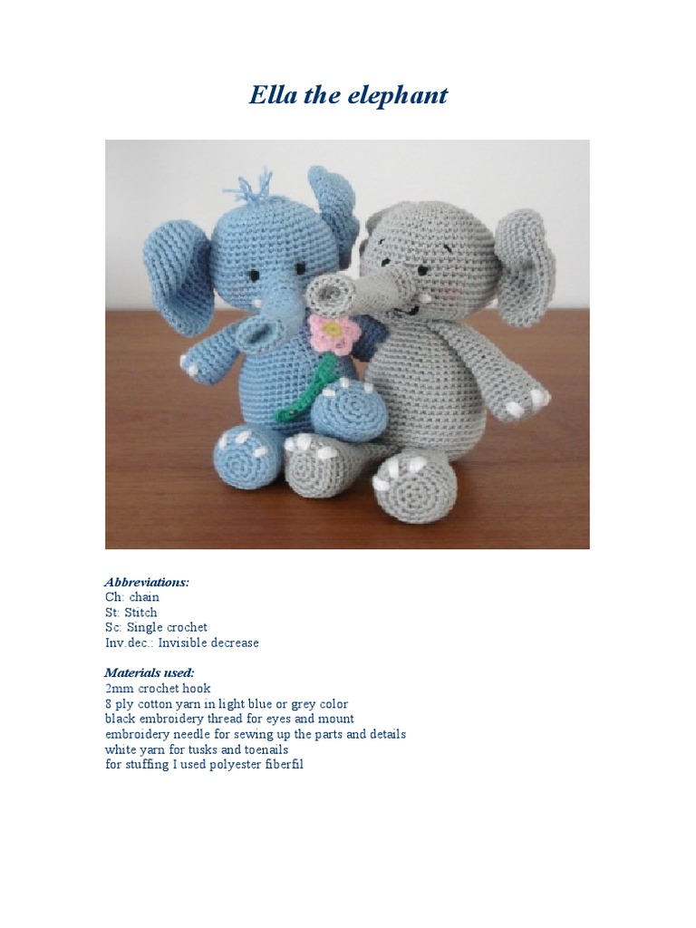 Ella The Elephant PDF | PDF | Yarn | Crochet