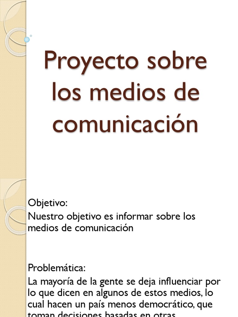 Proyecto Sobre Los Medios de Comunicación | PDF | Medios de ...