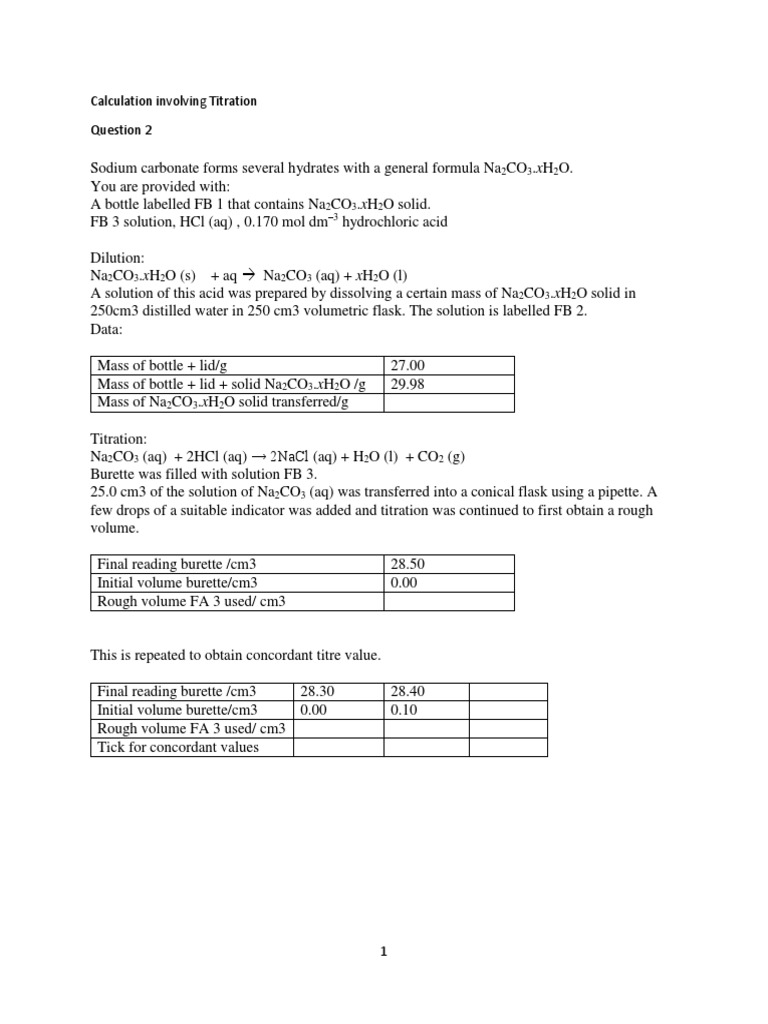 Calculation Involving Titration Part 2 | PDF | Science & Mathematics