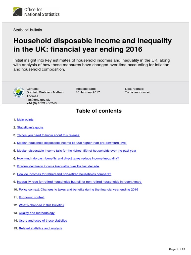 Household Disposable Income and Inequality in The UK Financial Year ...