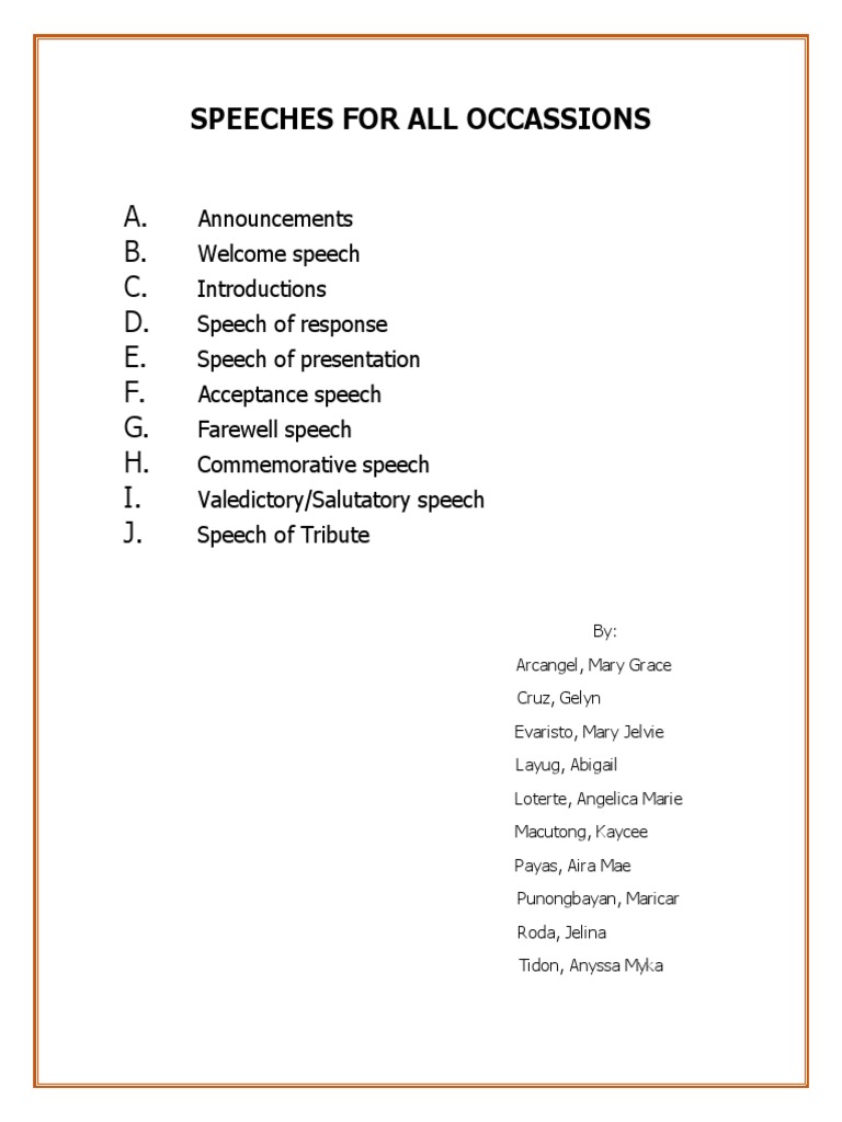 Essential Speeches for Any Occasion | PDF