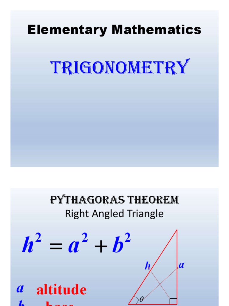 Elementary Mathematics: Trigonometry | PDF | Trigonometric Functions | Sine