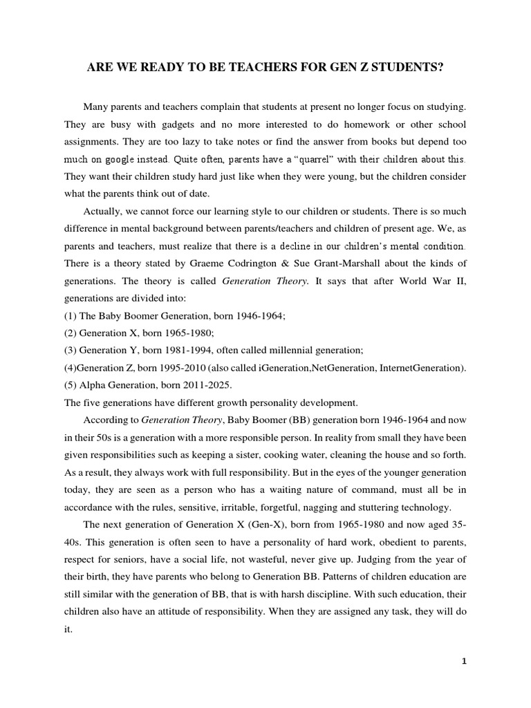 Are We Ready To Teach Gen Z Students? | PDF | Educational Technology ...