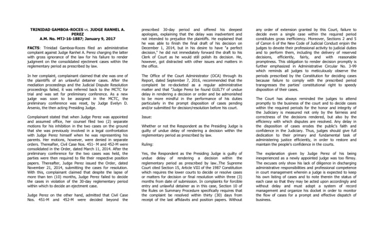 Gamboa-Roces vs. Judge Perez | PDF | Judge | Complaint