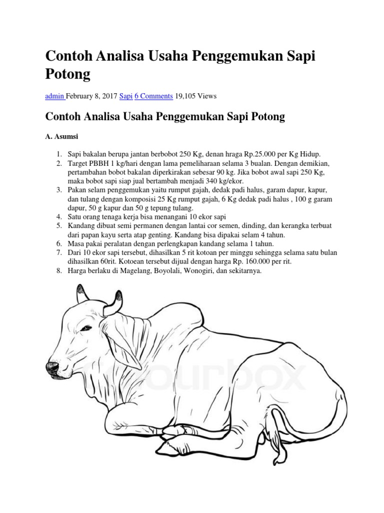 ANALISA USAHA TERNAK Contoh Analisa Usaha Penggemukan Sapi Potong | PDF