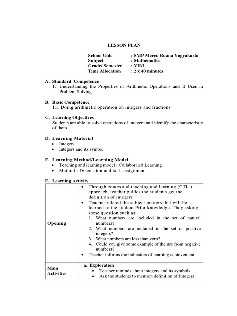 Lesson Plan SMP | PDF | Lesson Plan | Teachers
