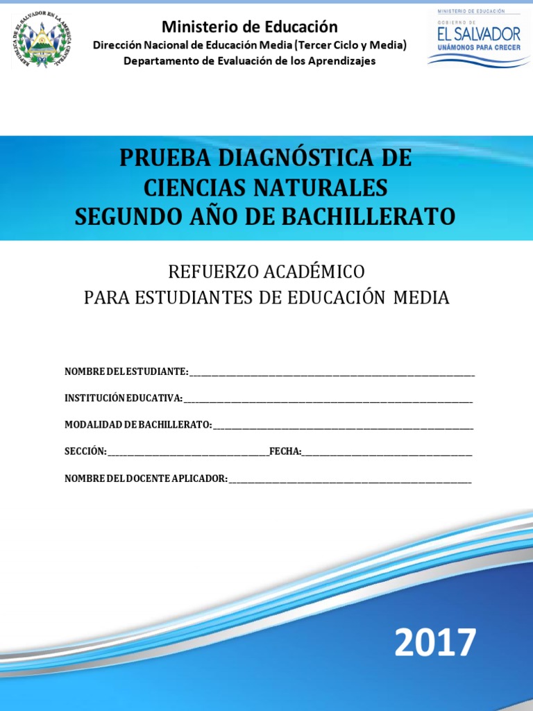 Prueba Diagnóstica Ciencias Naturales 2º Bachillerato | PDF | Enlace ...