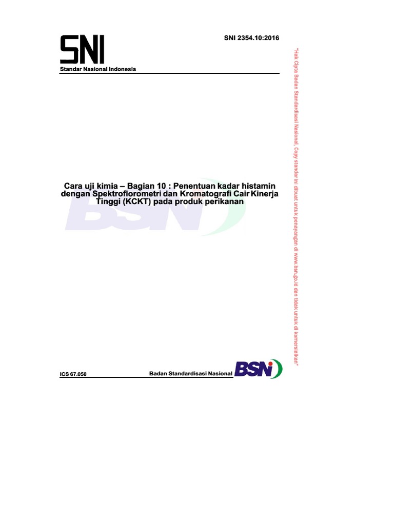SNI 2354.10-2016 Uji Histamin | PDF