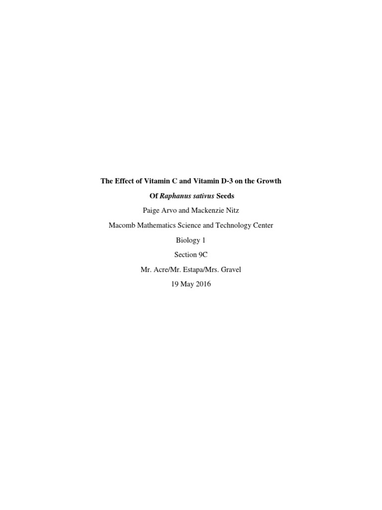 Final Freshman Research Paper | PDF | Experiment | Seed