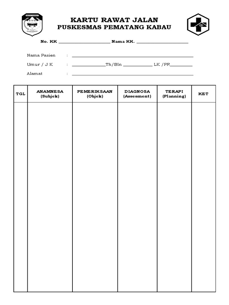 Contoh Kartu Rawat Jalan Poliklinik Umum | PDF