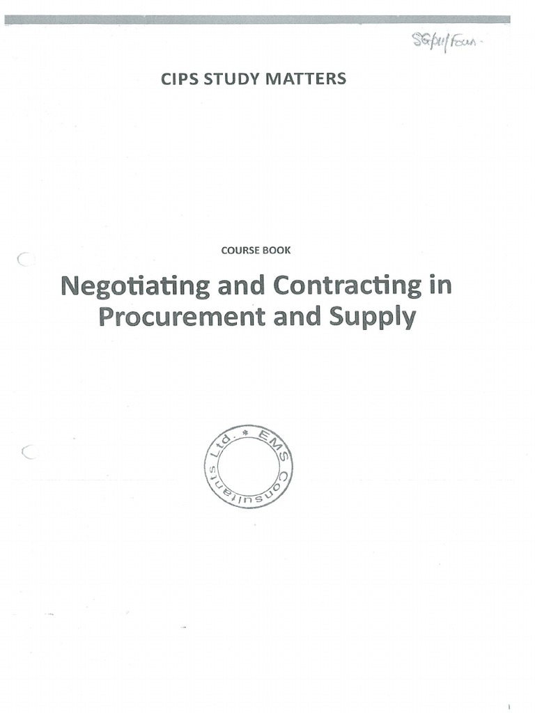 Negotiating & Contracting in Procurement and Supply - D4 | PDF