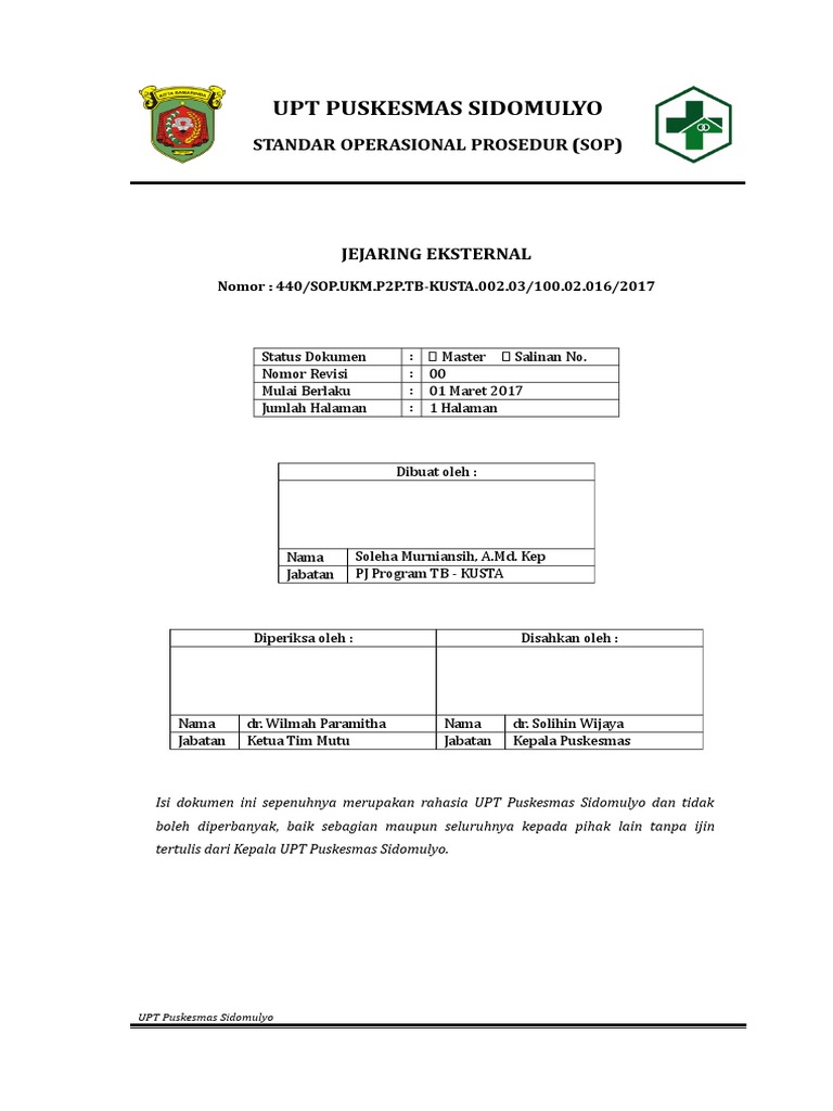 SOP TB Jejaring Eksternal | PDF