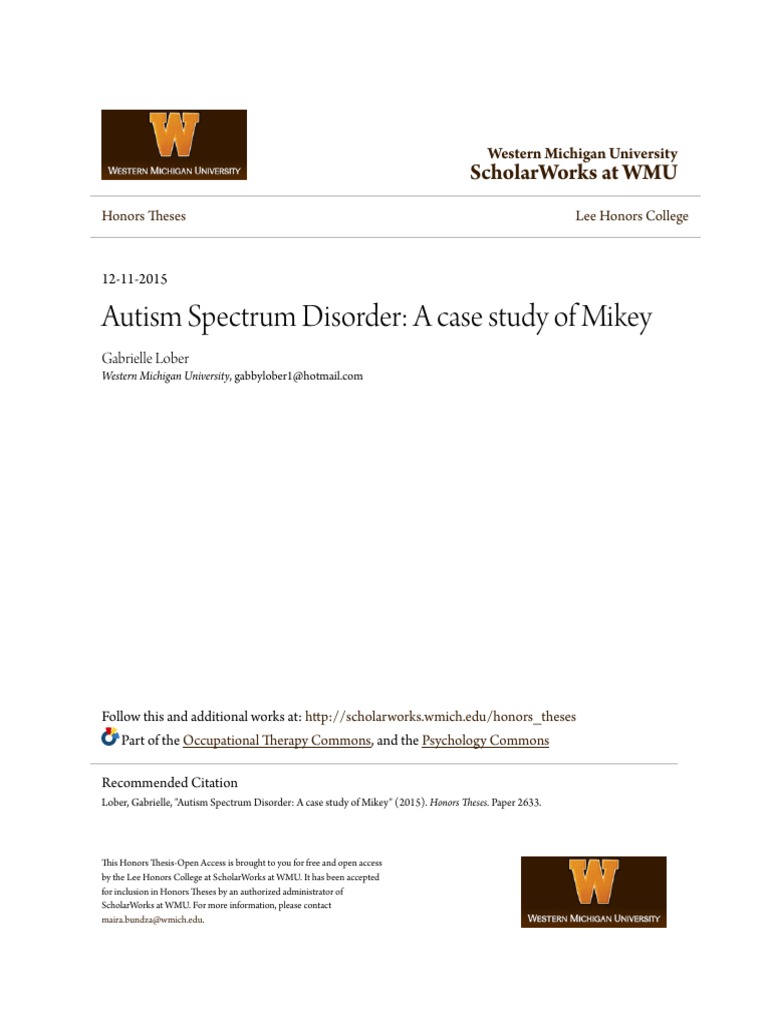 Autism Spectrum Disorder - A Case Study of Mikey | PDF | Sensory ...