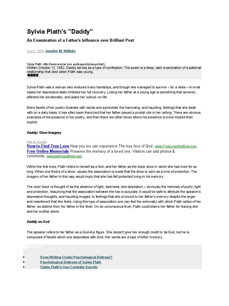 Sylvia Plath's "Daddy": An Examination of A Father's Influence Over ...