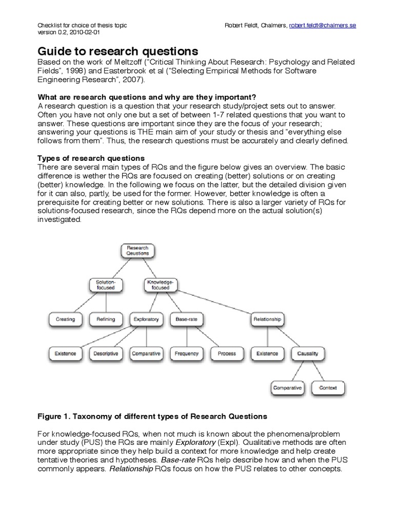 Guide To Creating Research Questions PDF | PDF | Causality | Neuroscience