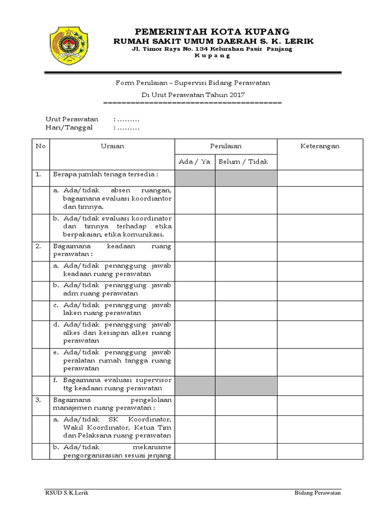 Form Supervisi | PDF