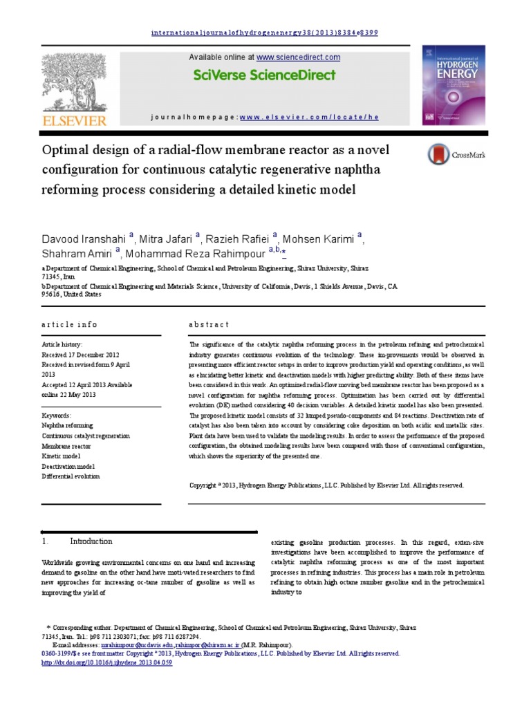 Optimal Design of A Radial Flow Membrane Reactor As A Nov 2013 ...