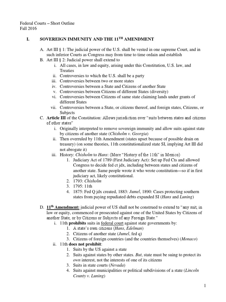 Fed Courts Full Outline | PDF | Article Three Of The United States ...