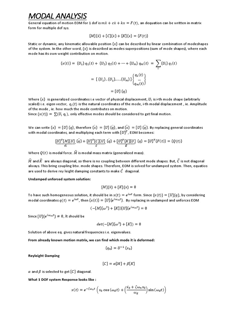 Modal Analysis: Undamped Unforced System Solution | Download Free PDF ...