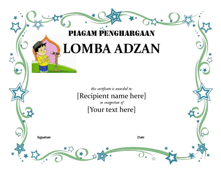 Lomba Adzan: Piagam Penghargaan | PDF