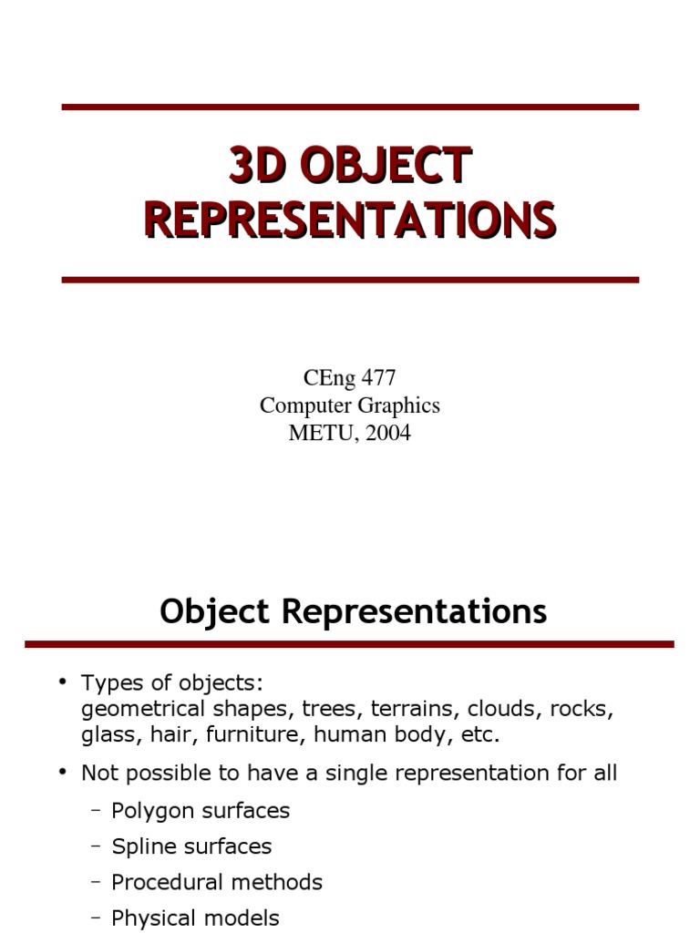 3D Object Representations in Graphics | PDF | Vertex (Geometry) | Space