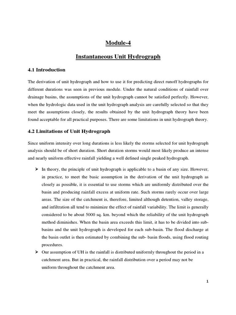 Module-4 Instantaneous Unit Hydrograph | PDF | Hydrology | Water