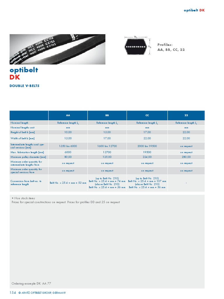 Optibelt DK Length Range | PDF | Belt (Mechanical) | Mechanical Engineering