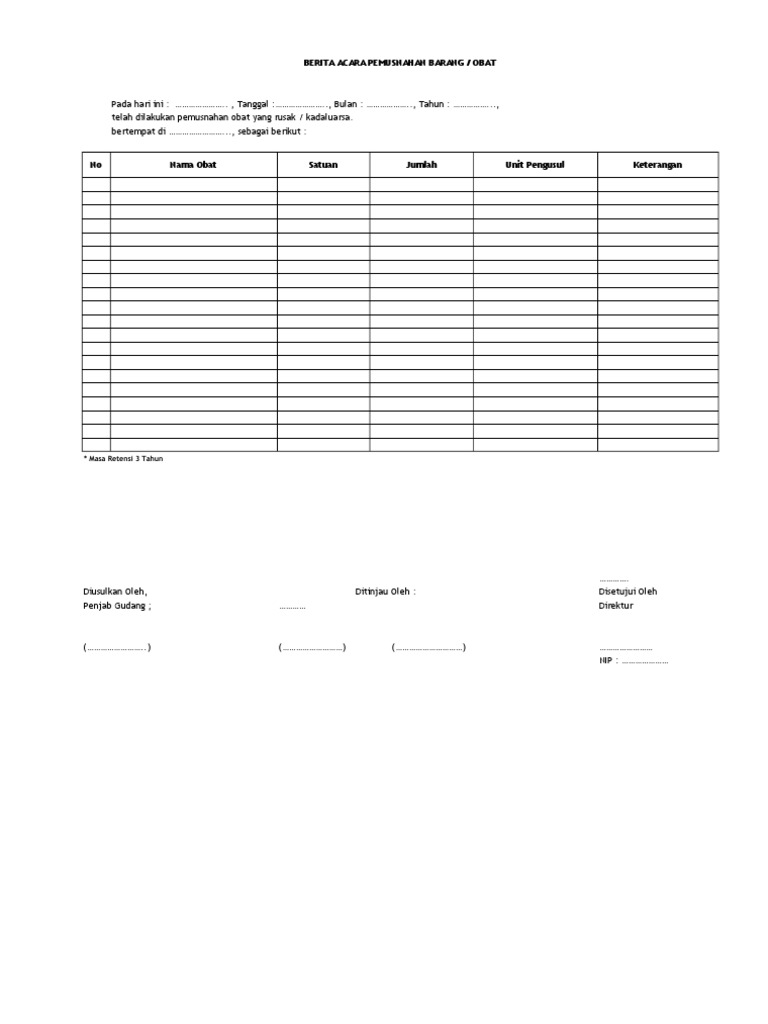 FORM KOSONG Gudang Obat | PDF