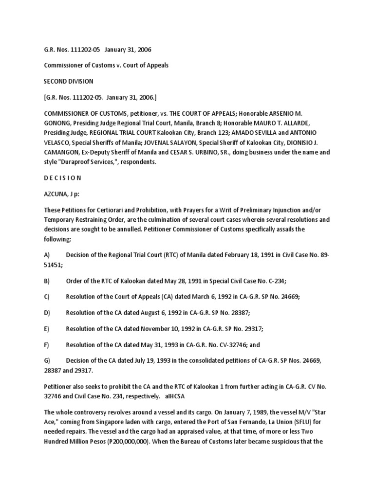 Customs Dispute Over Vessel Seizure | PDF | Lawsuit | Writ Of Prohibition
