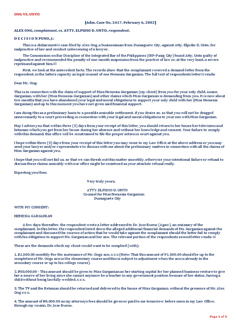 Ong Vs Unto | Download Free PDF | Profession | Lawyer