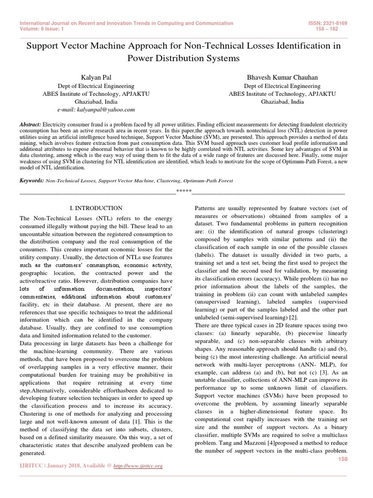 Support Vector Machine Approach For Non-Technical Losses Identification in Power Distribution ...