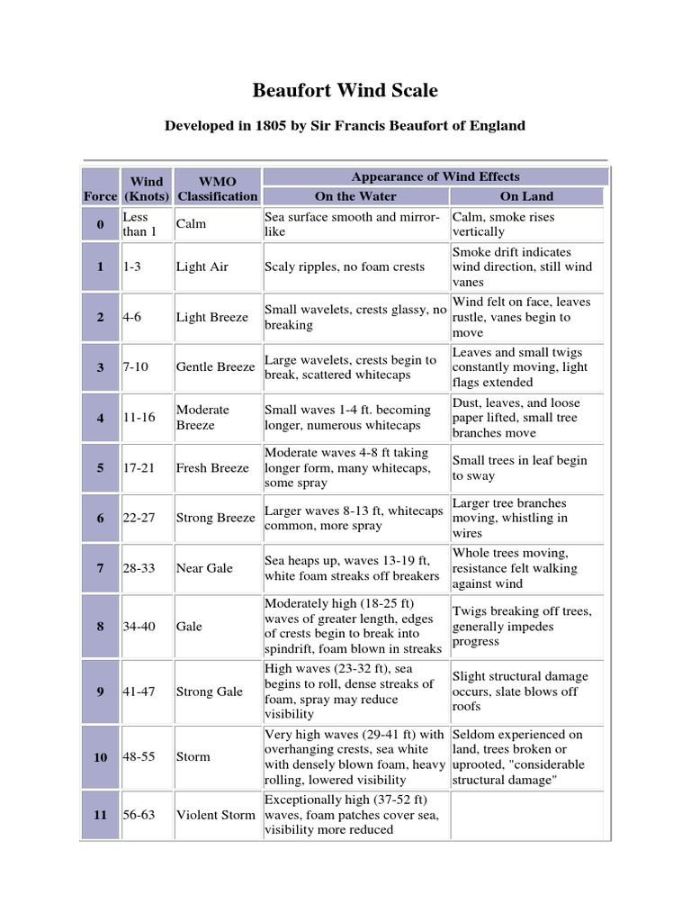 Beaufort Wind Scale | PDF | Wound | Sea
