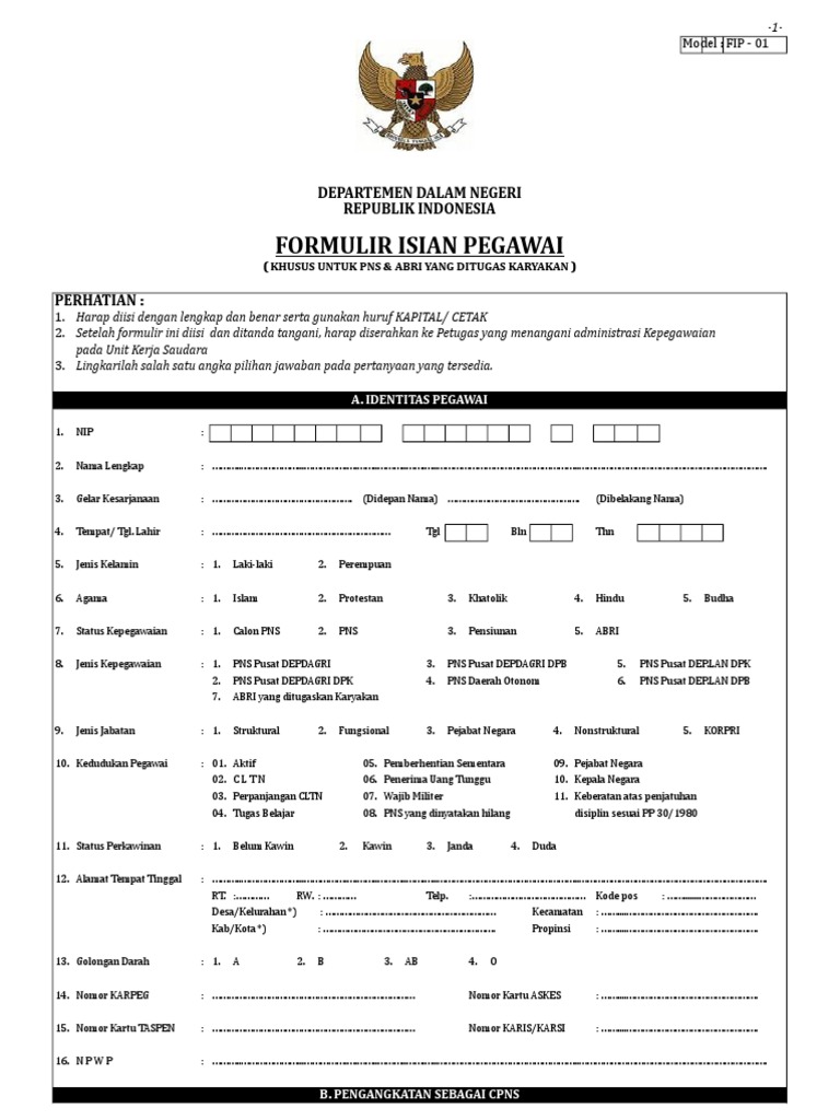 Formulir Isian Pegawai | PDF