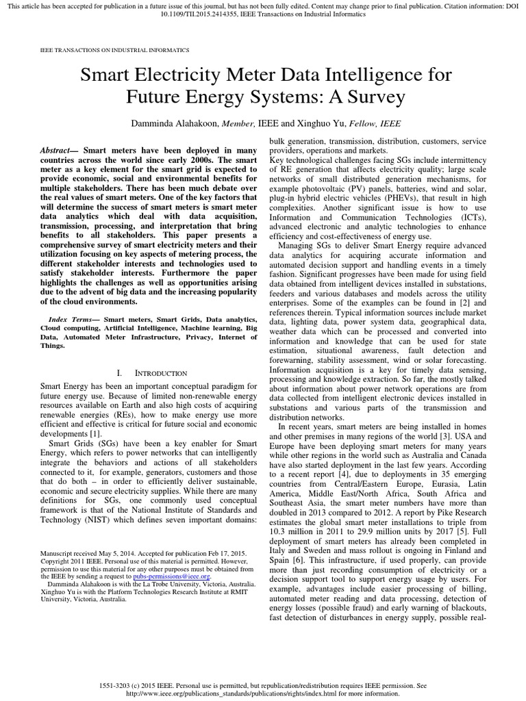Smart Electricity Meter Data Intelligence For | PDF | Smart Grid ...