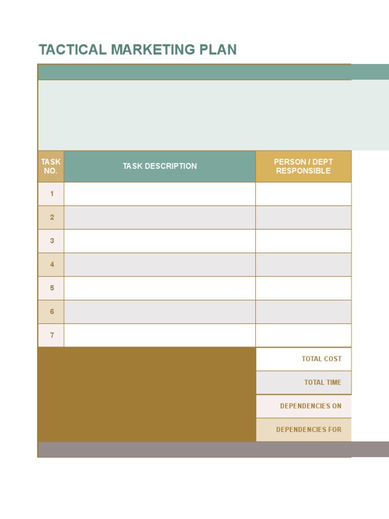 Tactical Marketing Plan: Key Deliverable Description | PDF