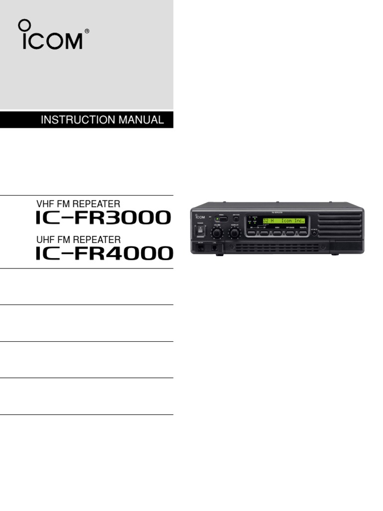 Icom FR3000 - 4000 Instruction Manual | PDF | Coaxial Cable ...