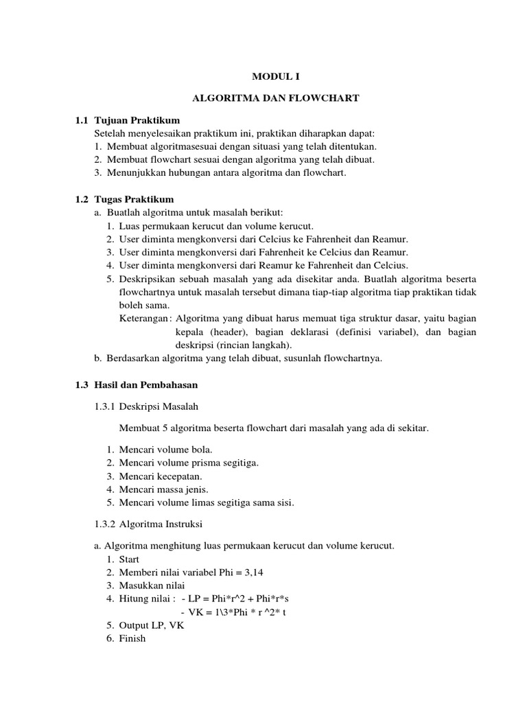 MODUL 1 Algoritma Dan Flowchart | PDF | Metode & Bahan Ajar | Komputer