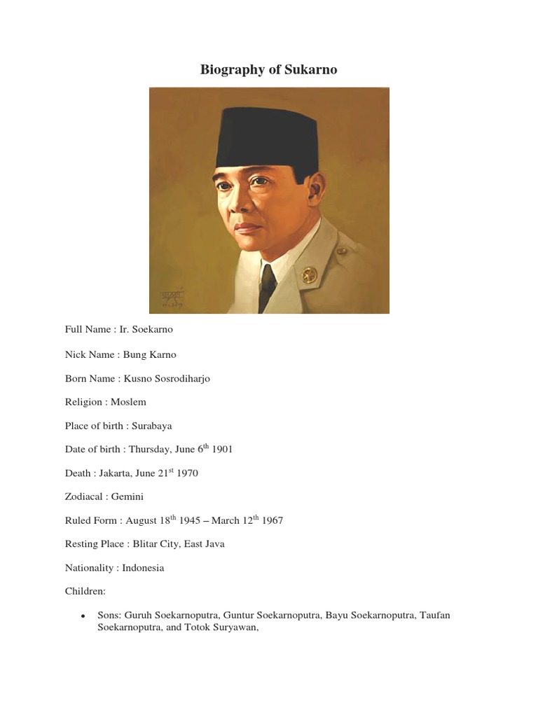 Biography of Sukarno | PDF | Southeast Asia | Politics Of Indonesia