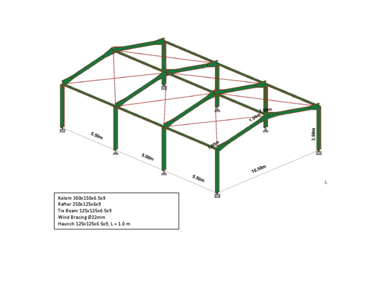 Kolom 300x150x6.5x9 Rafter 250x125x6x9 Tie Beam 125x125x6.5x9 Wind ...