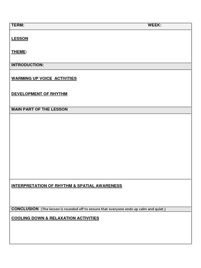 Class Music Lesson Planning Template | PDF